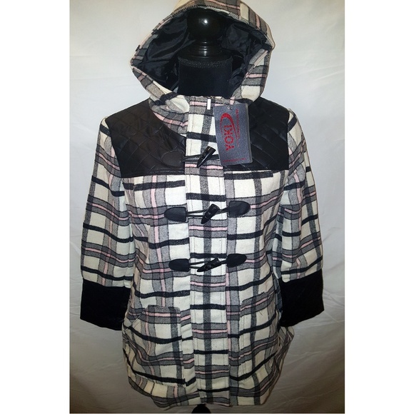 Yoki | Jackets & Coats | Yoki Black Pink Plaid Toggle Coat | Poshmark